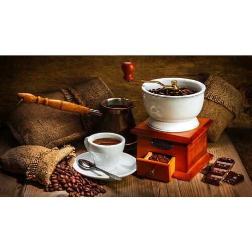 Картина на холсте 110x60 LinxOne "Мешки кофе турка шоколад" интерьерная для дома / на стену / на кухню / с подрамником