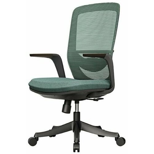 Кресло компьютерное - фиджи, сетка/ткань, зеленое, черный пластик