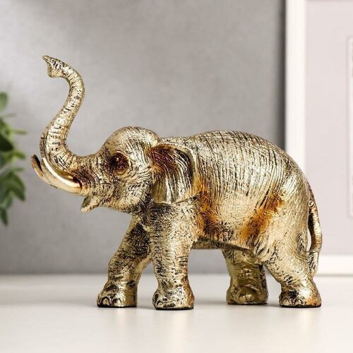 Сувенир полистоун Золотой слон 13х16,8х6,5 см