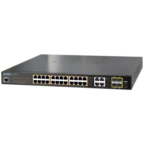 IPv6/IPv4, 24-Port Managed 802.3at POE+ Gigabit Ethernet Switch + 4-Port Gigabit Combo TP/SFP (220W)