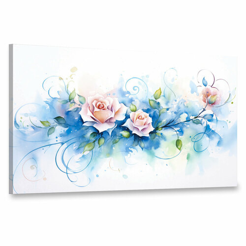 Интерьерная картина 100х60 "Розы в обнимку с ветром"