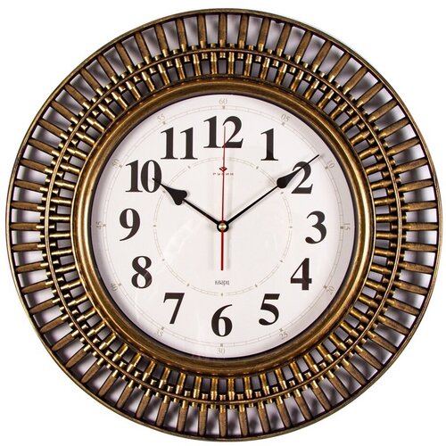 Часы настенные Рубин круглые 51 см, корпус черный с бронзой, Классика (5029-003B)