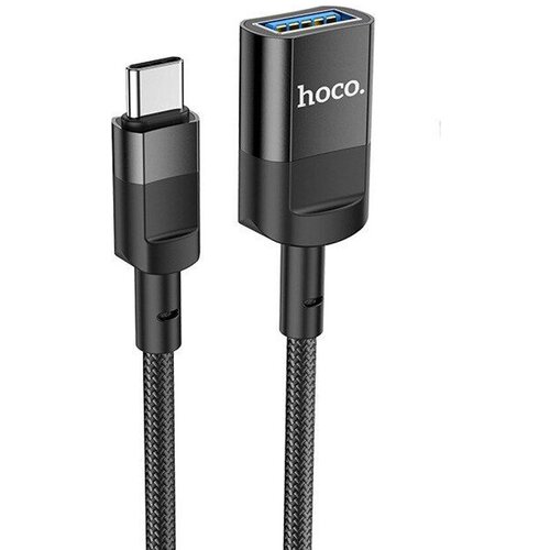 Кабель Type-C - USB(f) HOCO U107, 1.2м, круглый, 3,0А, силикон, цвет: чёрный