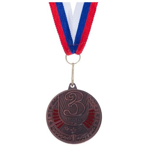 Медаль призовая с заливкой, 3 место, бронза, d=5 см