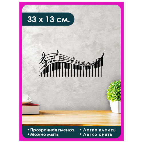 Виниловая наклейка для интерьера "Ноты, пианино и клавиши"