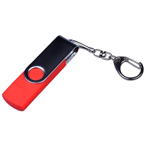 Поворотная OTG флешка 3 в 1 для нанесения логотипа (64 Гб / GB USB 2.0/USB Type-C/microUSB Красный/Red OTG-3-in-1_TypeC_030 для телефона)