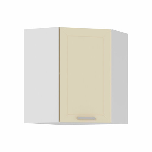 Кухонный модуль, угловой, навесной, ШВУ600, Белый / Альфа Холст брюле