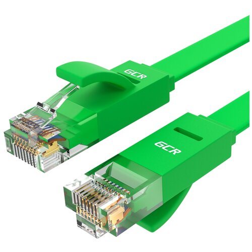 Патч-корд UTP кат.6 3м, RJ45-RJ45, зеленый, плоский, Greenconnect (GCR-LNC625-3.0m)