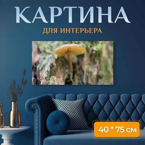 Картина на холсте "Гриб, грибы, дерево гриб" на подрамнике 75х40 см. для интерьера