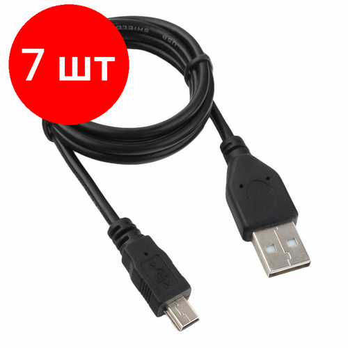 Комплект 7 штук, Кабель USB 2.0 - Mini USB, М/М, 1 м, Гарнизон, чер, GCC-USB2-AM5P-1M