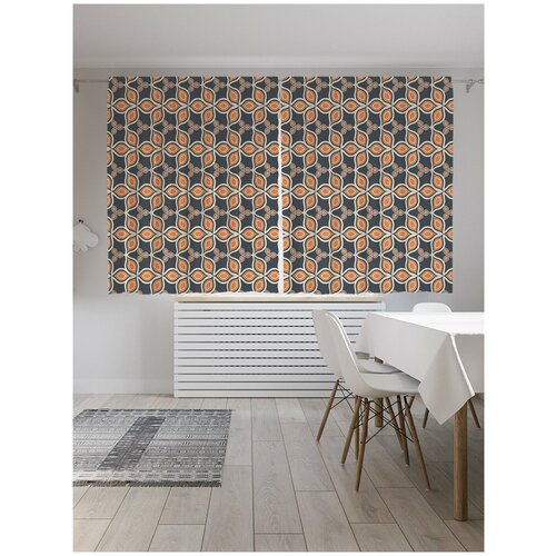 Классические шторы JoyArty "Листовой орнамент", серия Oxford DeLux, 2 полотна 145x180 см