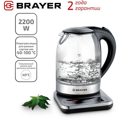 Чайник BRAYER BR1003, серый металлик