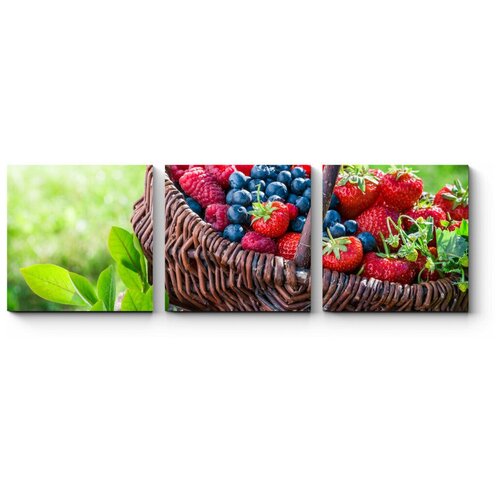 Модульная картина Корзинка с ягодами 110x37