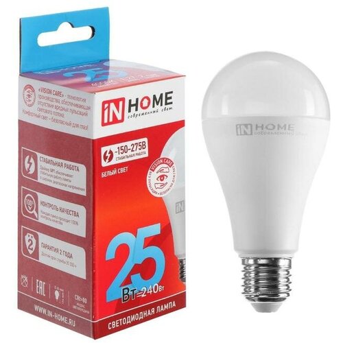 INhome Лампа светодиодная IN HOME LED-A65-VC, Е27, 25 Вт, 230 В, 4000 К, 2250 Лм