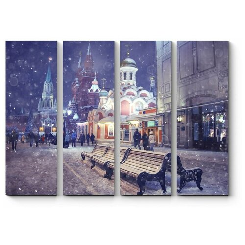 Модульная картина Зимний вечер в столице, Москва 110x83