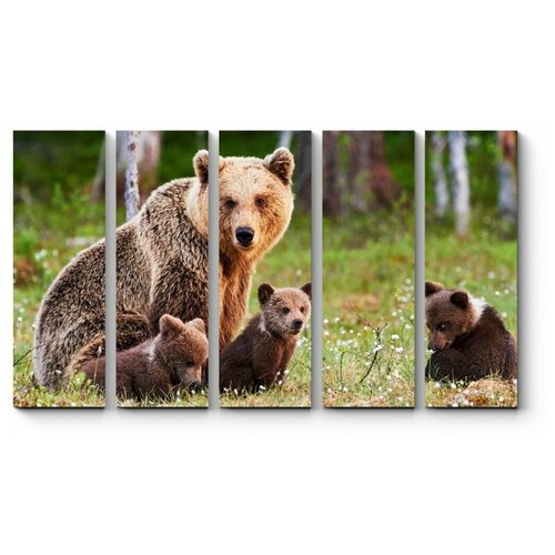 Модульная картина Семья очаровательных медведей 150x90
