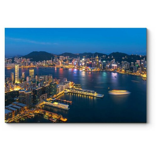 Модульная картина Сияющий ночными огнями Гонконг 70x47