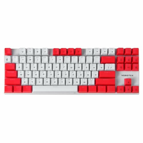 Клавиатура игровая проводная VOROTEX K87S Red Switch, русская раскладка (Белый, красный)