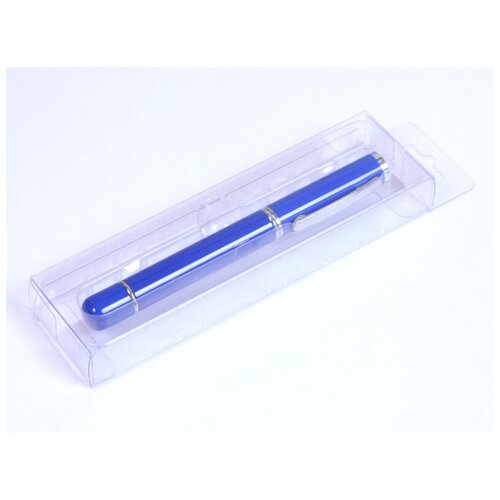 Флешка в виде металлической ручки с мини чипом (16 Гб / GB USB 2.0 Синий/Blue 366 под логотип корпоративный подарок крупным и мелким оптом)