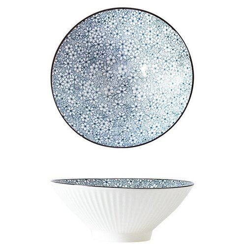 Тарелка глубокая суповая ZDK Kitchen, Japanese Collection, цвет голубой, D20см (цветы), 1шт