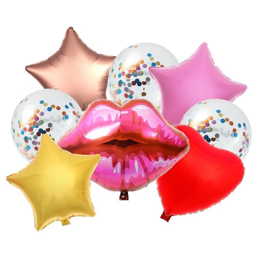 Набор воздушных шаров Страна Карнавалия Поцелуй, разноцветный, 8 шт.