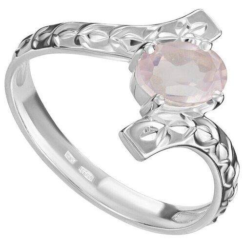 Кольцо Lazurit Online, серебро, 925 проба, кварц, размер 22.5, розовый