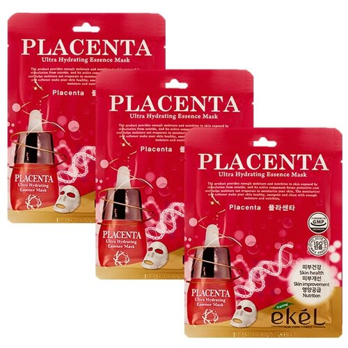 Тканевая маска для лица EKEL Placenta с экстрактом плаценты, 3 шт