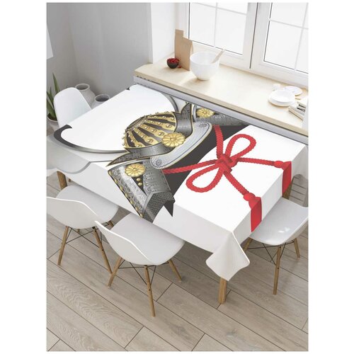 Скатерть прямоугольная JoyArty на кухонный стол "Шлем самурая" из оксфорда, 180x145 см