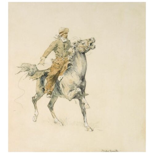 Репродукция на холсте Ковбой (1897) (The Cowboy) Фредерик Ремингтон 50см. x 55см.