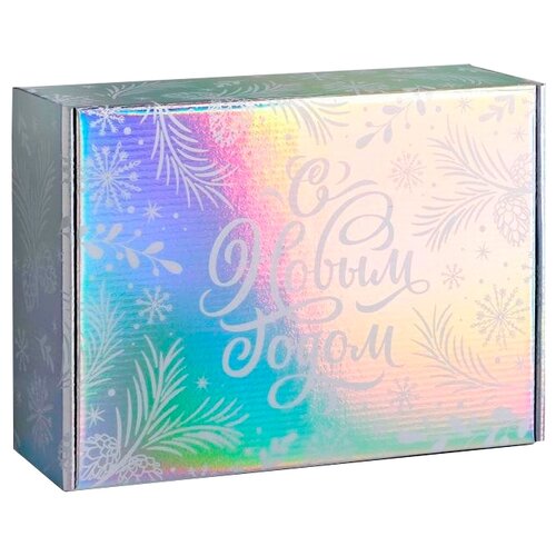 Коробка подарочная Дарите счастье С новым Годом, 30.5x22x9.5 см, голубой/серебристый
