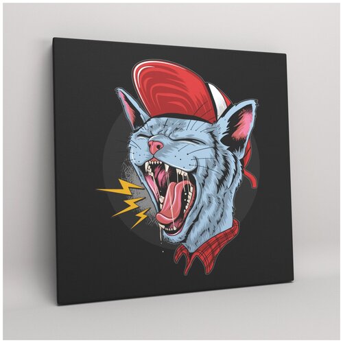Интерьерный постер "Кричащий кот" на холсте с подрамником, размер 45x45