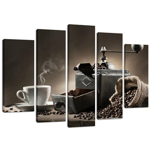 Модульная картина Кофе с кофемолкой 140х80 см.