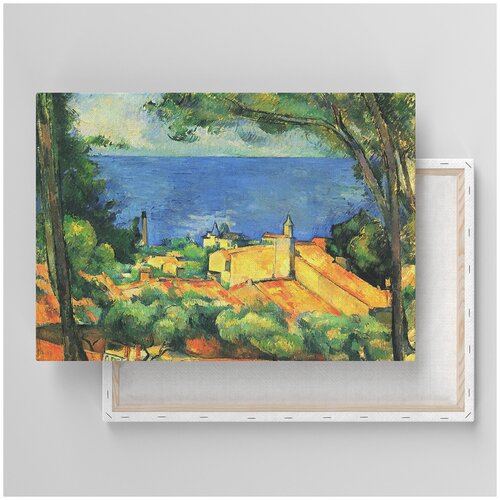 Картина на холсте с подрамником / Cezanne Paul / Сезанн Поль - Эстак с красными крышами