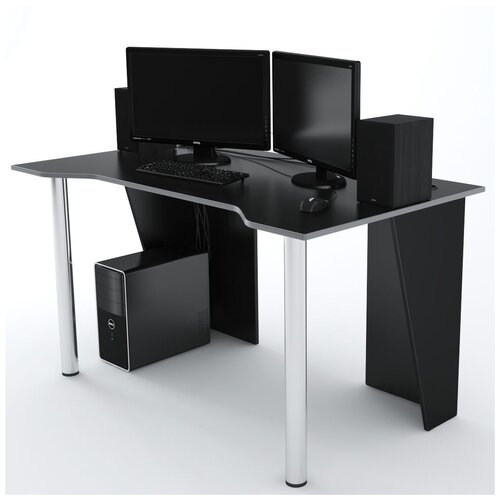 Дизайн Фабрика компьютерный стол LevelUP, ШхГхВ: 140х74х73.2 см, цвет: черный/серый