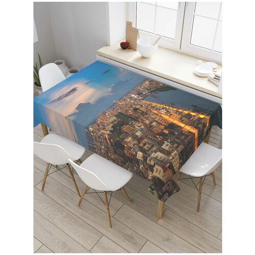 Скатерть прямоугольная JoyArty на кухонный стол "Небо над городом" из оксфорда, 180x145 см