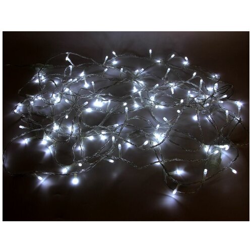 Светодиодная гирлянда 120 холодных белых LED ламп 12 м, прозрачный ПВХ, соединяемая, IP44, SNOWHOUSE LD120-W-E