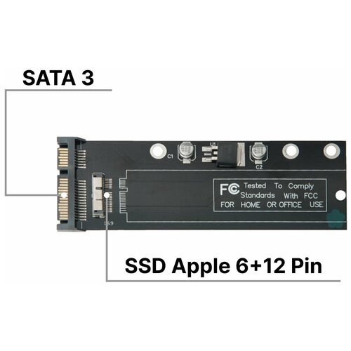 Адаптер-переходник для установки диска SSD Apple (6+12 Pin) от MacBook Air 11", 13" Late 2010, Mid 2011 в разъем SATA 3 / NFHK N-2011