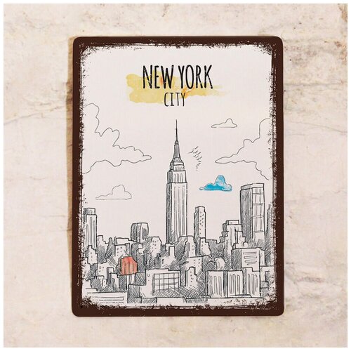 Жестяная табличка Нью Йорк, металл, 20х30 см