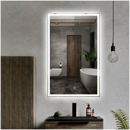 Зеркало "Valled" в ванную комнату с LED подсветкой, 50 х 80 см, настенное зеркало в прихожую для макияжа, зеркало гримерное на стену