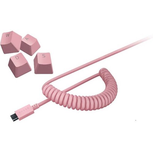 Колпачки и кабель клавиатуры Razer PBT Keycap + Coiled Cable Upgrade Set, Quartz Pink (US/UK) RC21-01491000-R3M1