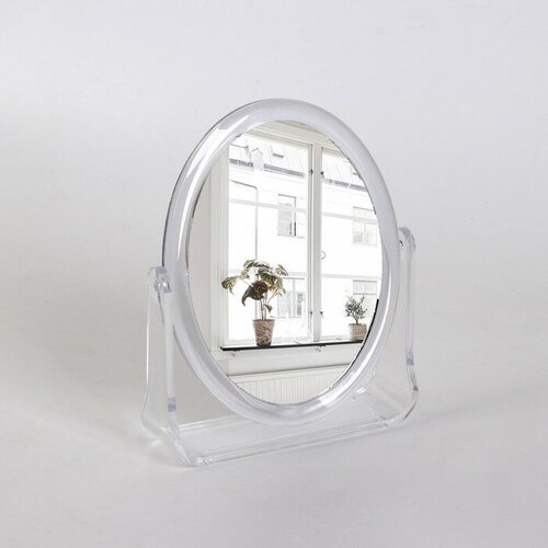 Зеркало настольное «Овал», двустороннее, с увеличением, зеркальная поверхность 9 × 12 см, цвет прозрачный