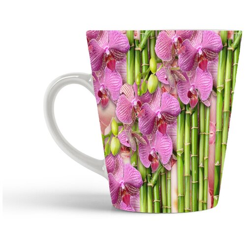Кружка-латте CoolPodarok Бамбук и орхидеи