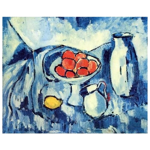 Репродукция на холсте Натюрморт с кувшином и вазой с фруктами (Still Life with Jug And Bowl of Fruit) №2 Вламинк Морис 37см. x 30см.