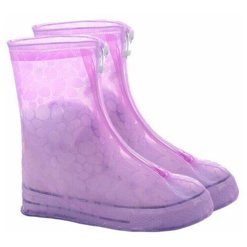 Бахилы многоразовые для обуви, цвет розовый "галька", размер 43-44 (XXL) защита от воды, дождевик для обуви, чехлы на замке