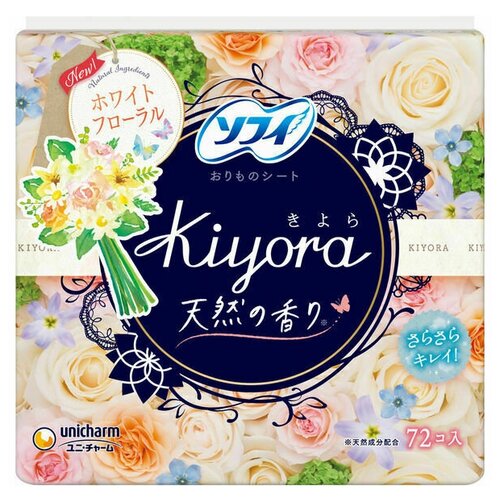 UNICHARM Гигиенические прокладки для женщин ежедневные Happy Floral Sofy Kiyora Fresh 14см 72шт