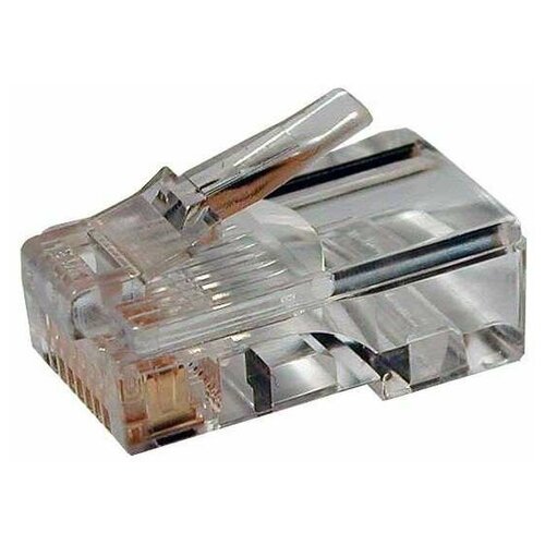 Разъем PLUG-8P8C-U-C5-100 RJ45(8P8C) под витую пару кат.5e универс. (для ож и мж кабеля) Hyperline 49377 ( упак.60шт.)