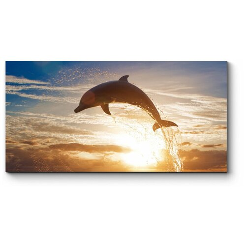 Модульная картина Завораживающий прыжок дельфина на закате 200x100