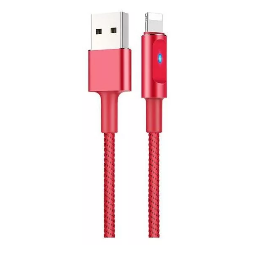 Кабель HOCO U47 USB (m)-Lightning (m) 1.2м 2.4A ткань красный