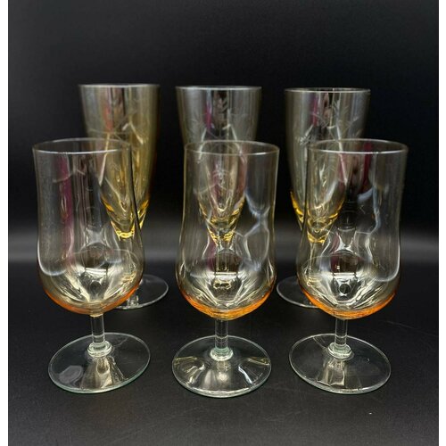 Набор бокалов для шампанского разной формы на 3 персоны, цветное стекло, люстр