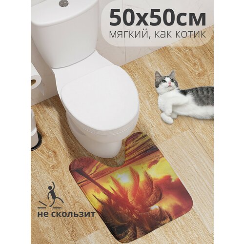 Коврик для туалета с вырезом противоскользящий JoyArty JoyArty "Знойное солнце" 50x50 см